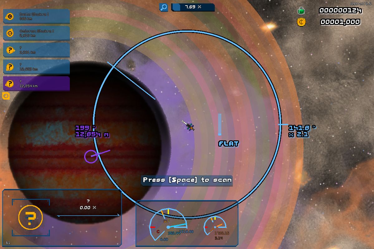 AstraX: A retro space exploration simulation game.